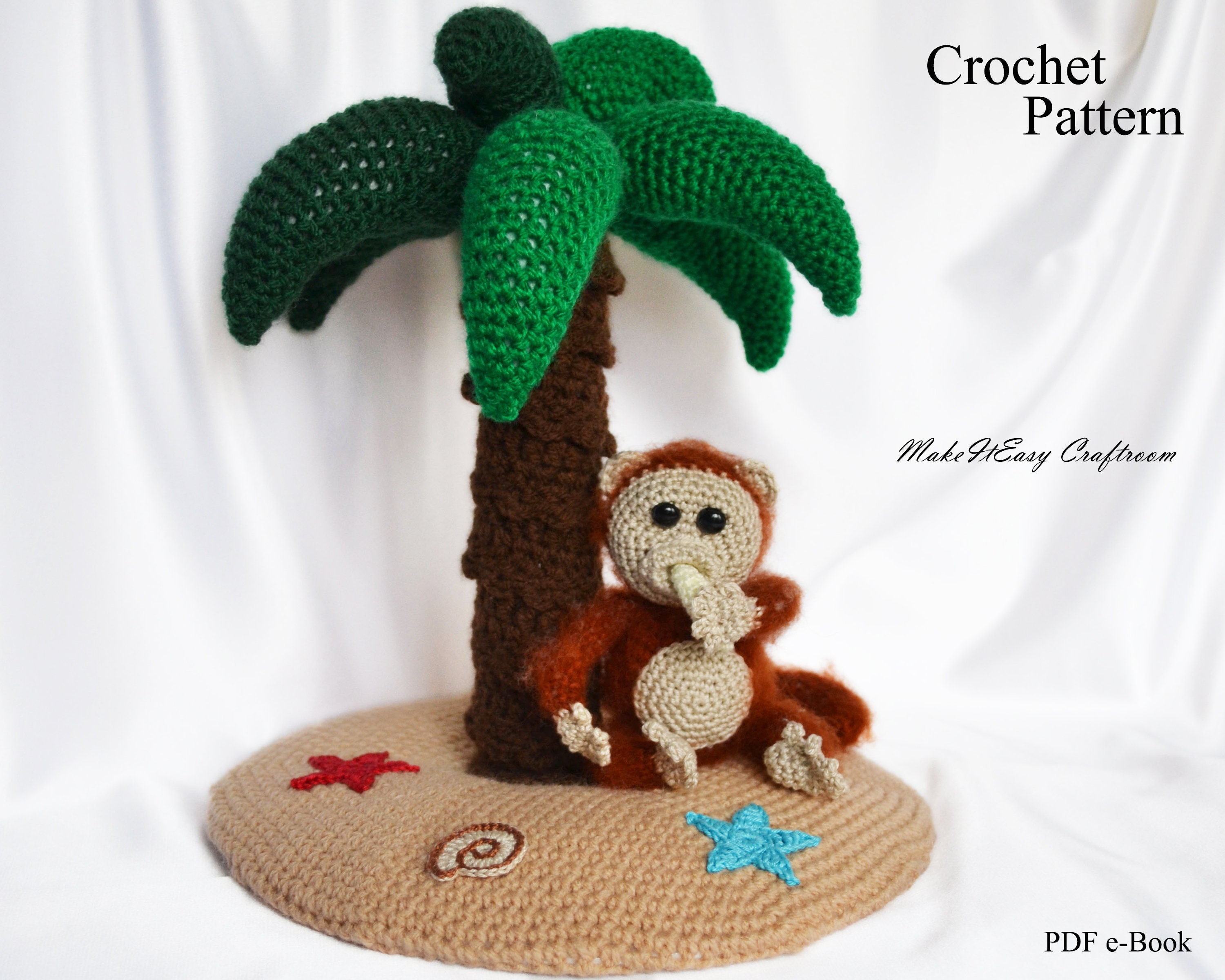 Palm Tree Crochet Pattern Monkey Amigurumi Crochet Banana Sea - Etsy UK