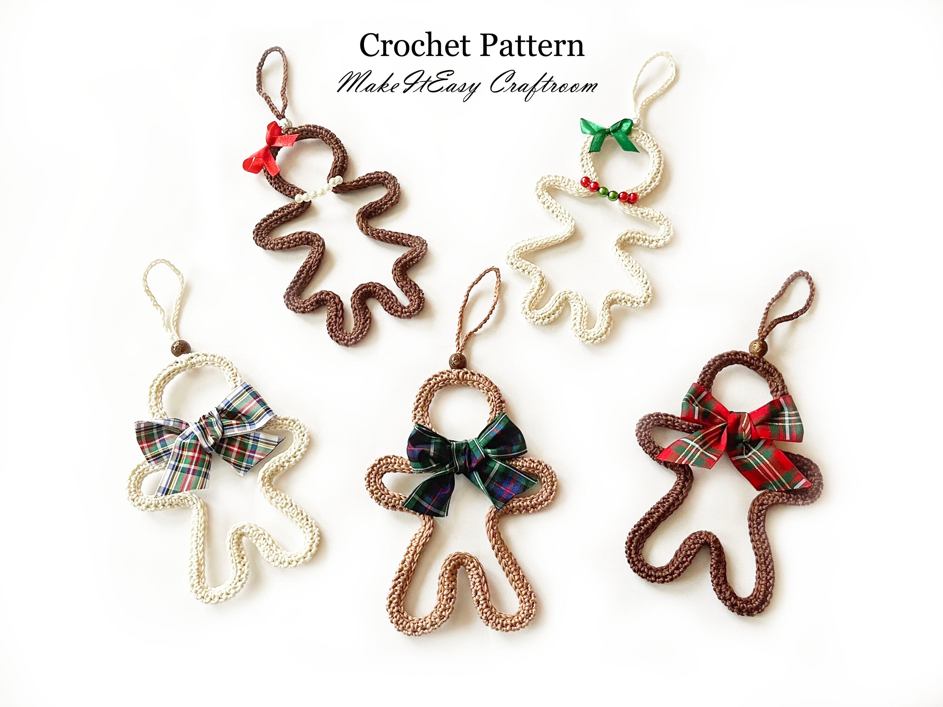 Crochet Gingerbread Ornament Pattern: Christmas Tree Decoration (PDF ...