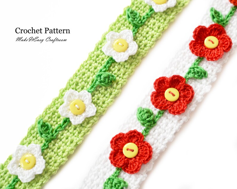 Flower Ribbon Crochet Pattern Floral Trim Edge Poppy Flower - Etsy