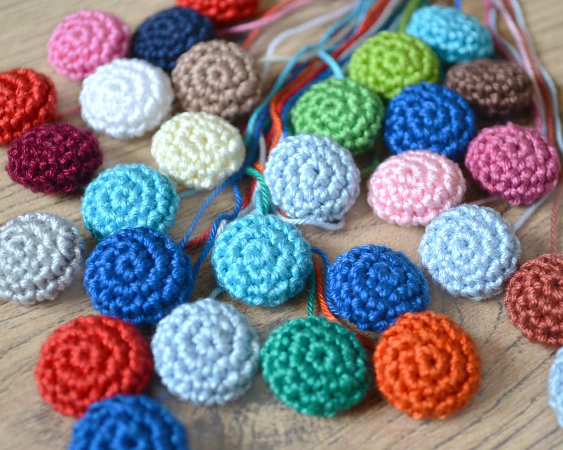 Crochet Covered Buttons PDF Tutorial: Decorative Round Buttons (digital ...