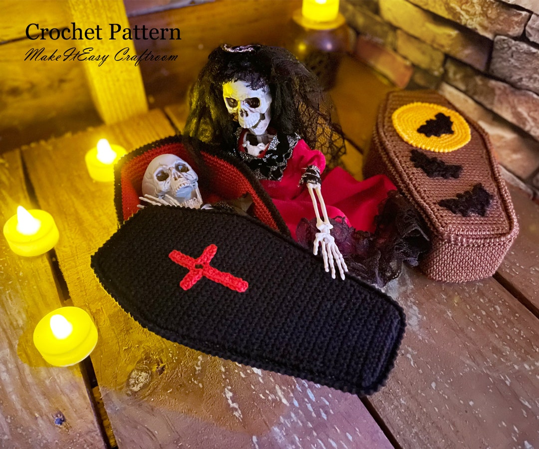 Dracula Coffin Crochet Pattern Dracula Bed Casket Halloween Decor Trick ...