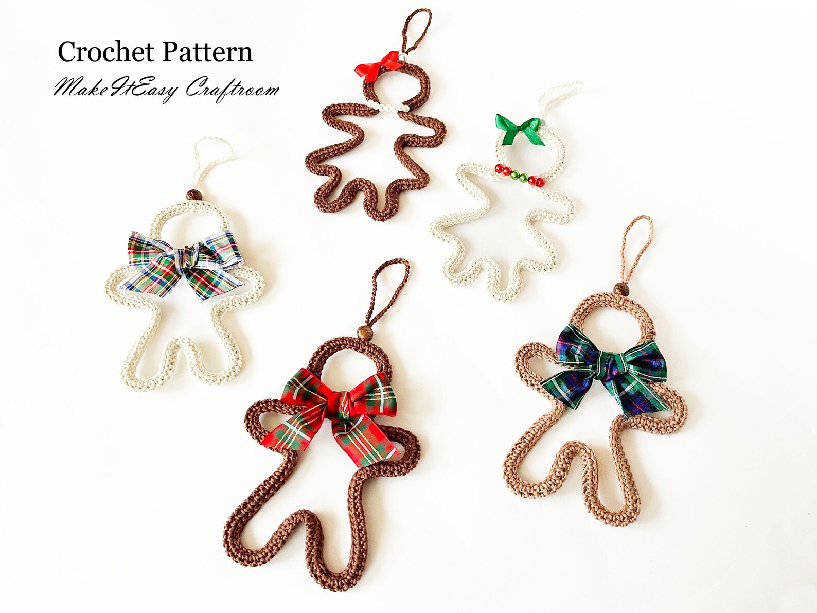 Crochet Gingerbread Ornament Pattern: Christmas Tree Decoration (PDF ...