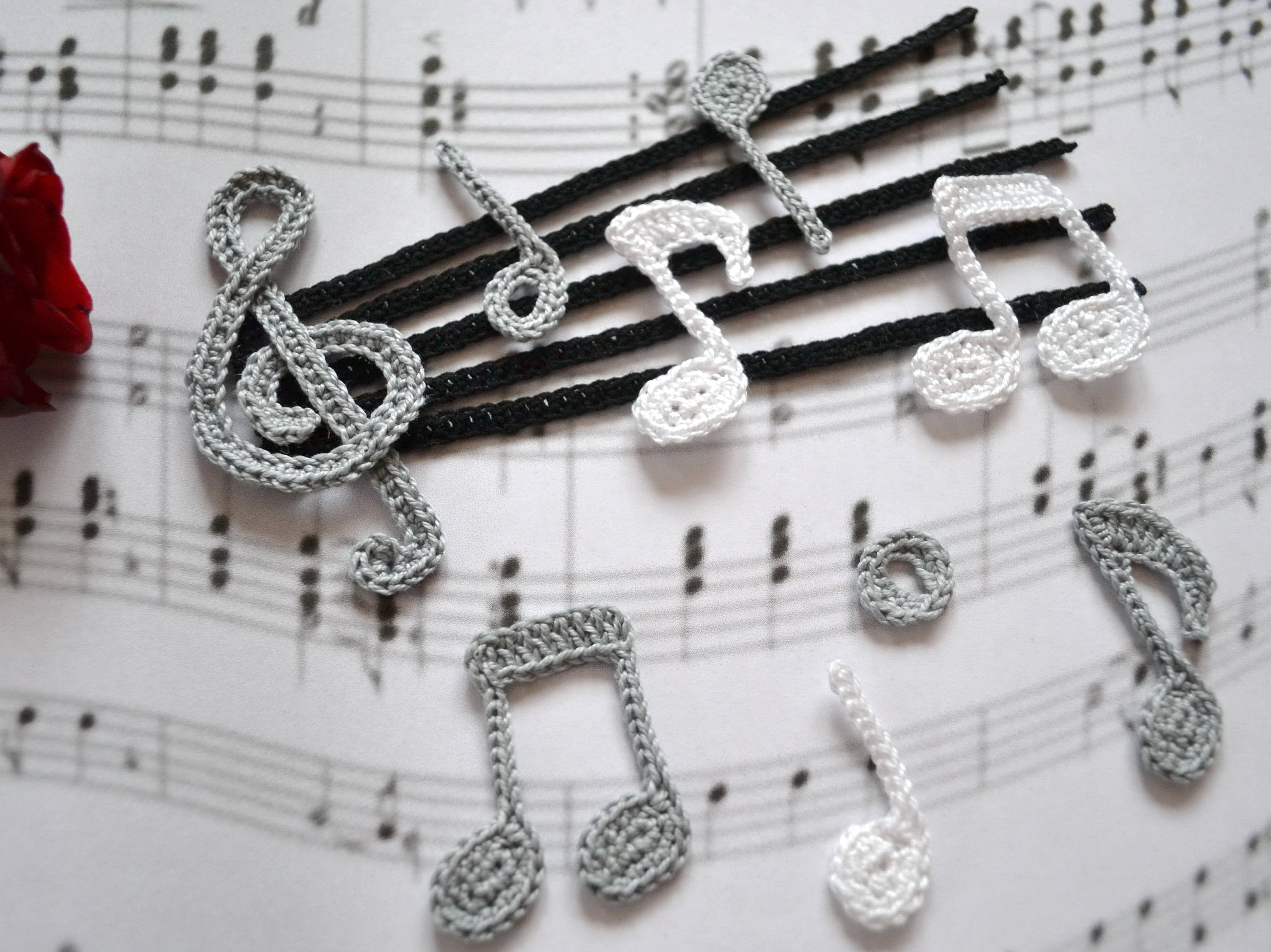 Musical Note Crochet Pattern Crochet 6 Notes Quarter Note Half - Etsy UK