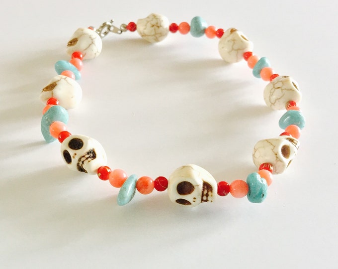 Skull Anklet Day of the Dead Anklet Dia De Los Muertos - Etsy