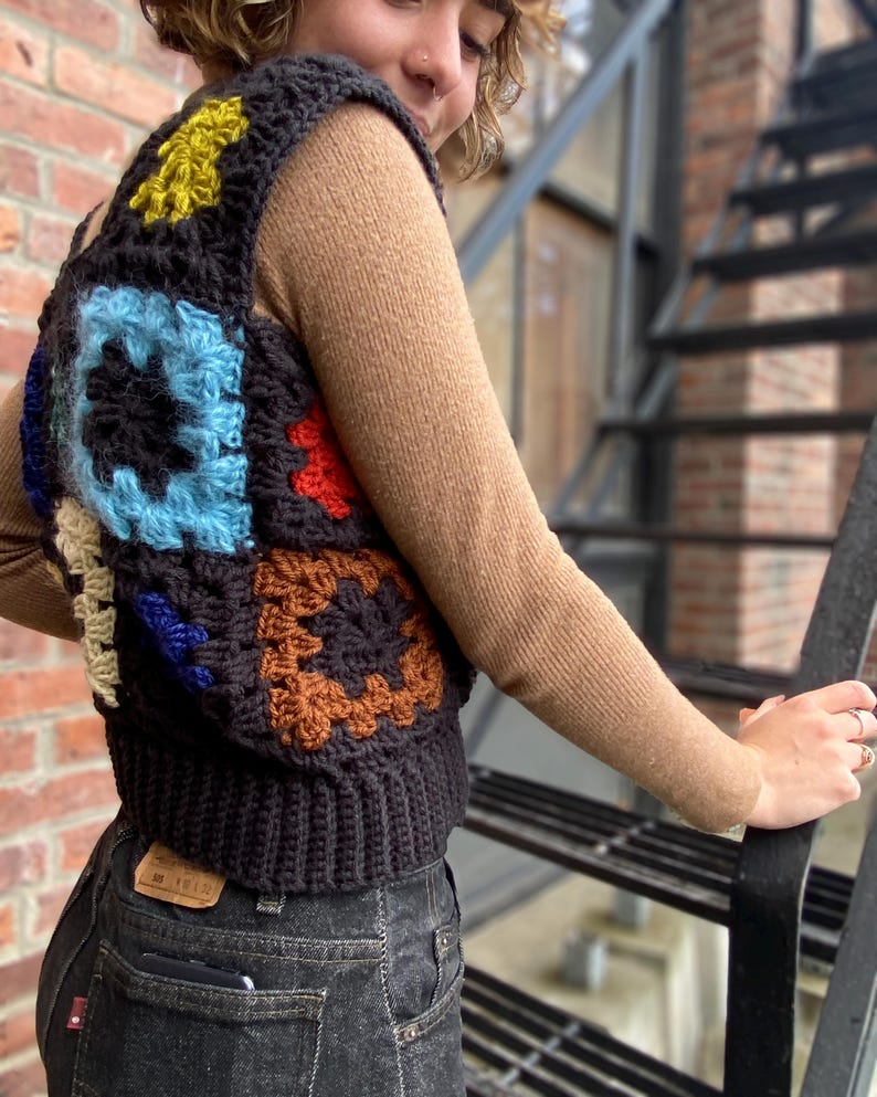 Boxy Crochet Granny Square Vest Pattern - Etsy