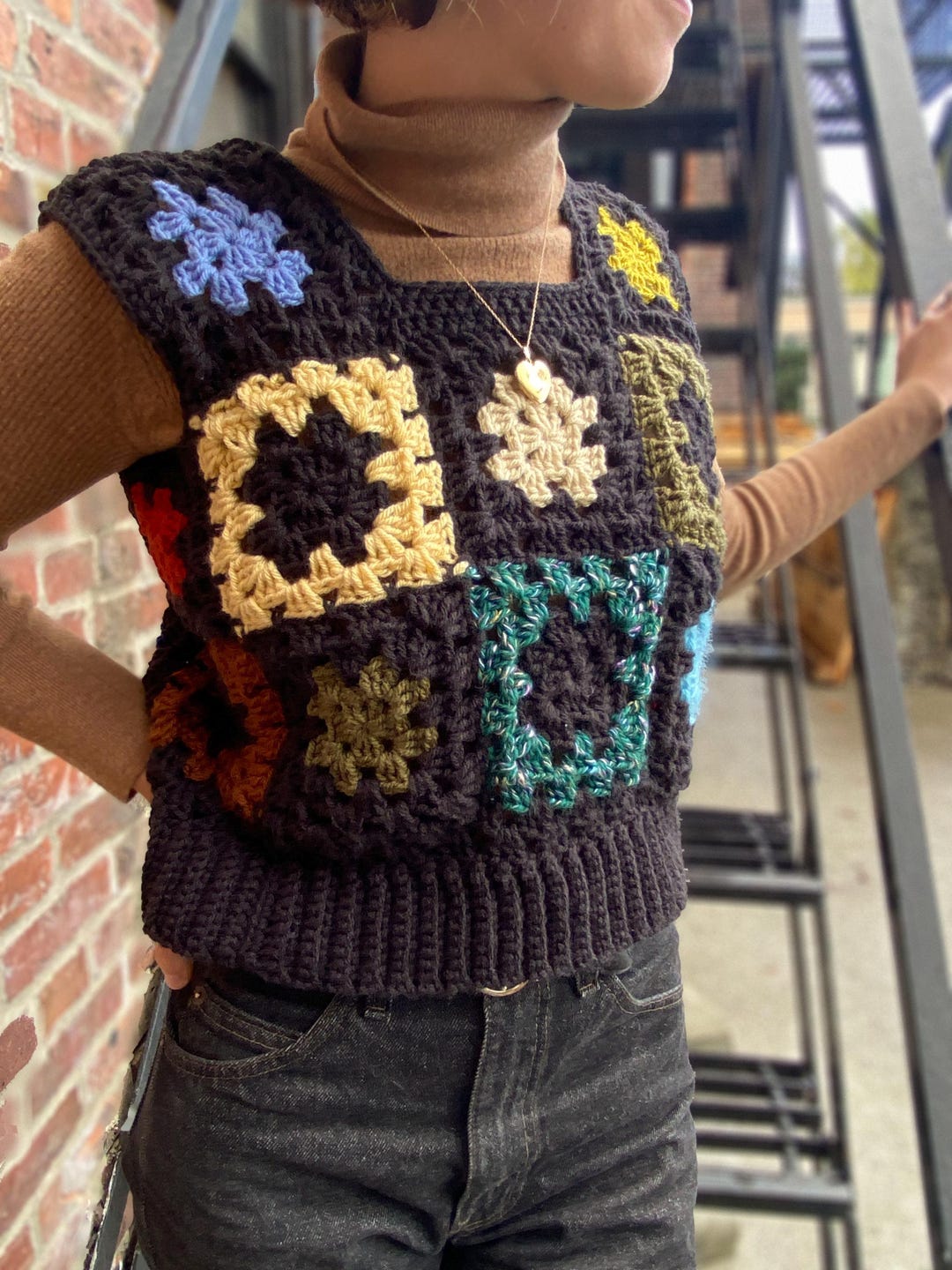 Boxy Crochet Granny Square Vest Pattern - Etsy