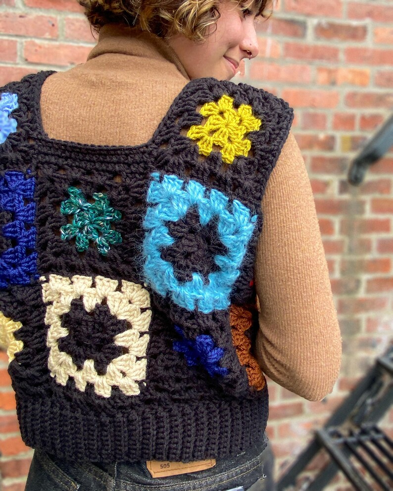 Boxy Crochet Granny Square Vest Pattern - Etsy