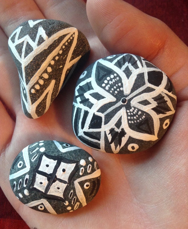 Hand Painted Stones Meditation Aid Palm Stones Worry Stones ...