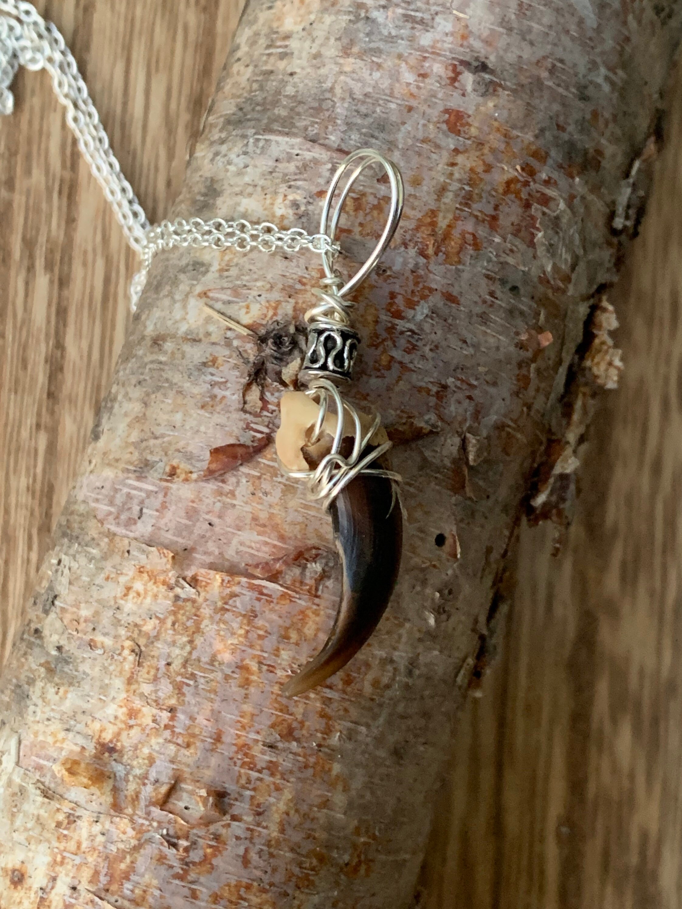 Viking Style Genuine Coyote Claw Wire Wrapped Necklace - Etsy