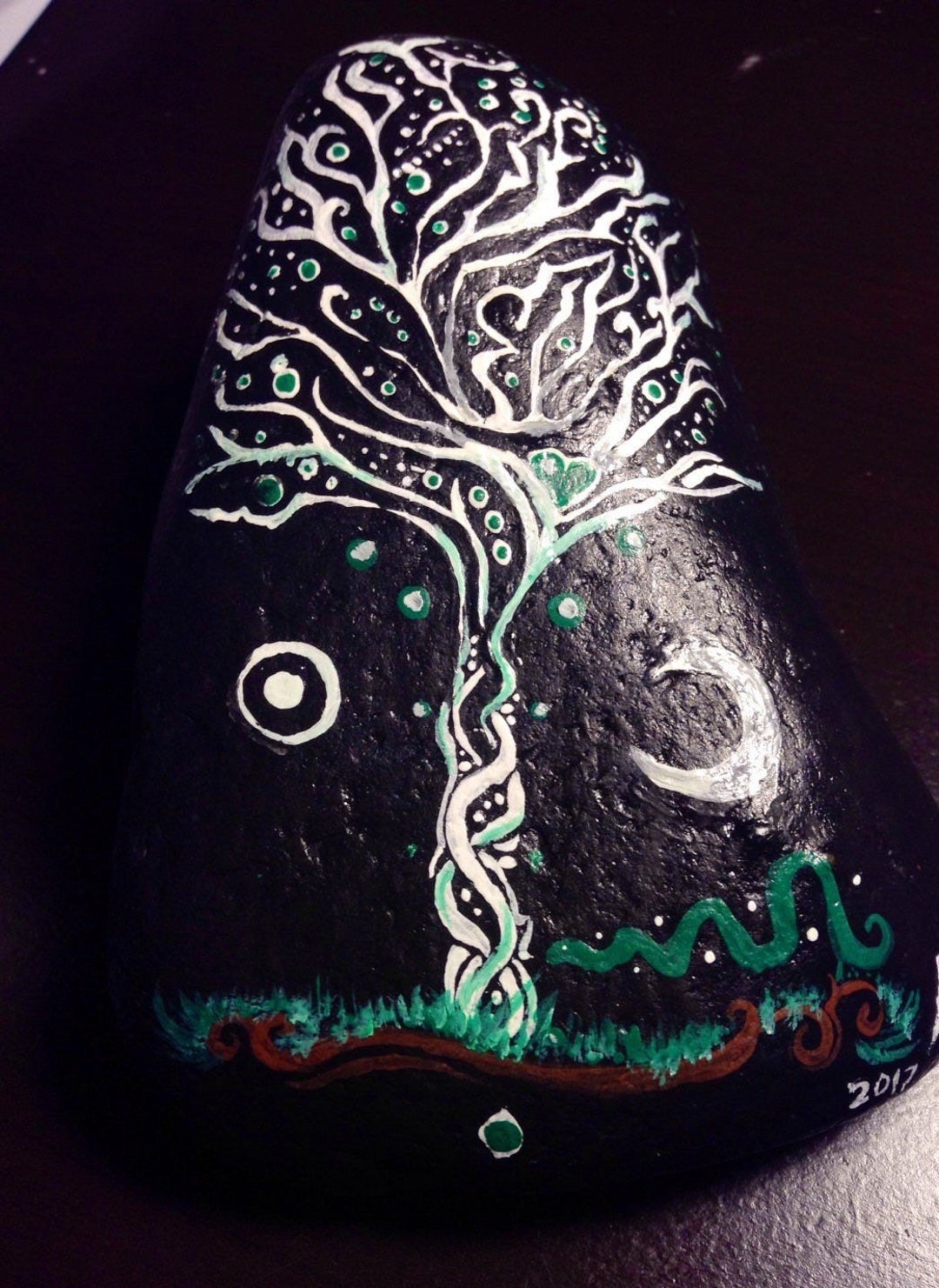 Tree of Life Hand Painted Rock Large Size Bookholder Alchemy Painting ...