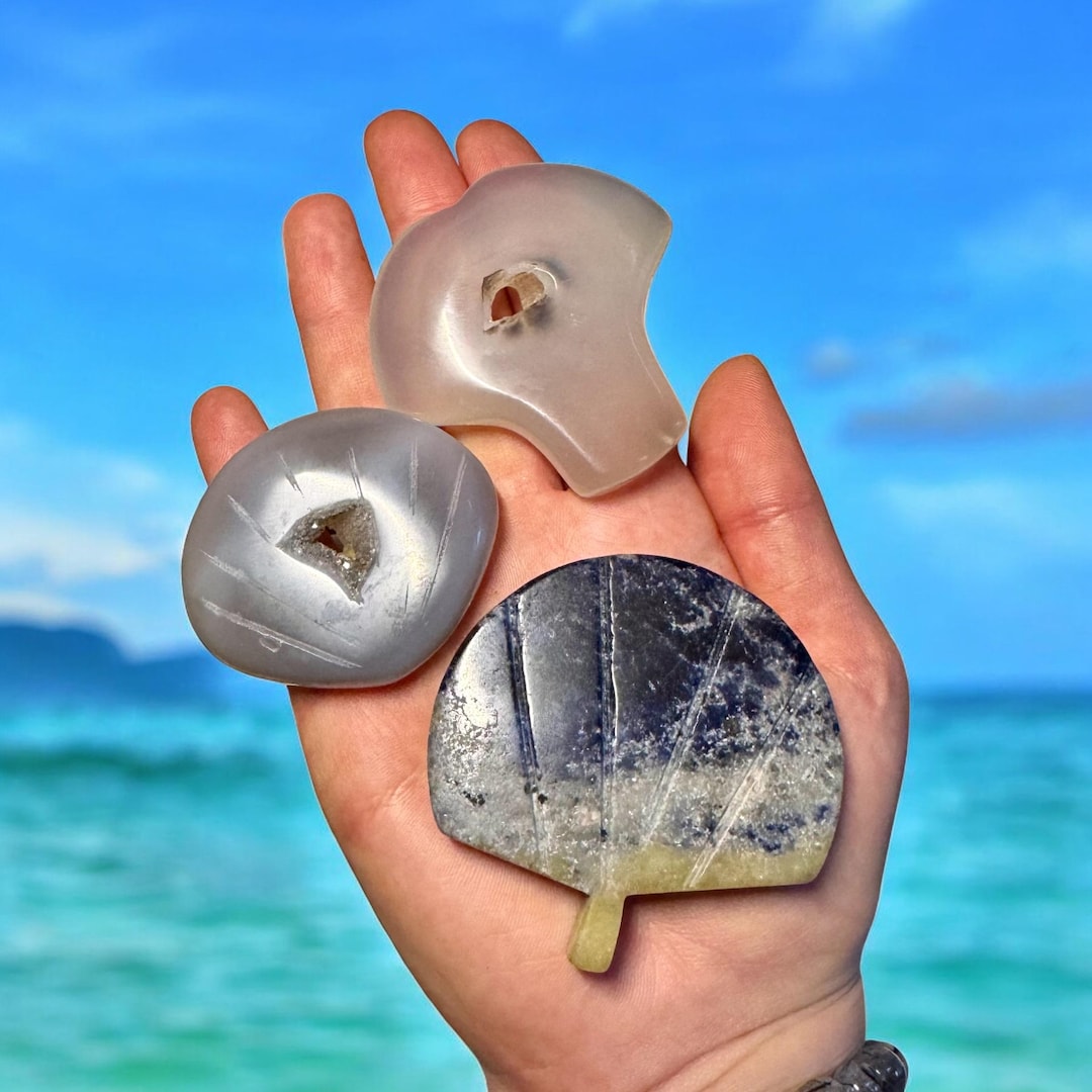 Ocean Crystal Set Sculpture Ocean Decor Sea Shell Carving Ocean Lover ...