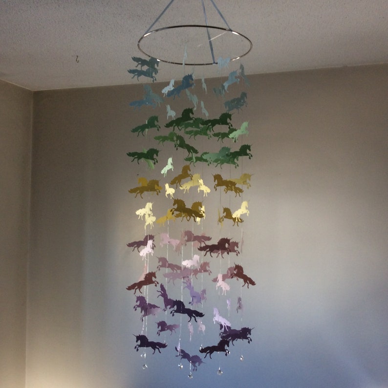 Unicorn Mobile. Pastel Colors Unicorn Mobile, Baby Girl Crib Mobile ...