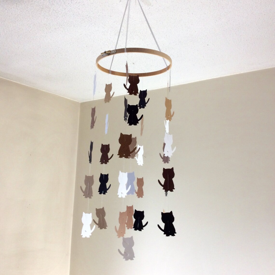CAT Mobile! Cat Lovers Mobile, Black, White, Brown Cats, Kitty Crib ...