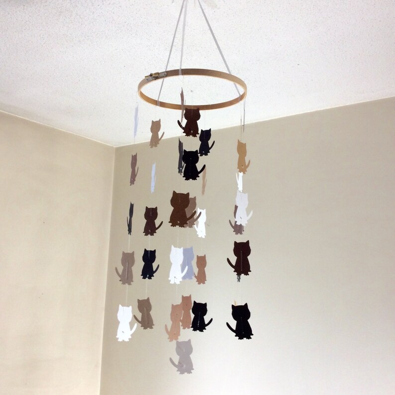 CAT Mobile! Cat Lovers Mobile, Black, White, Brown Cats, Kitty Crib ...