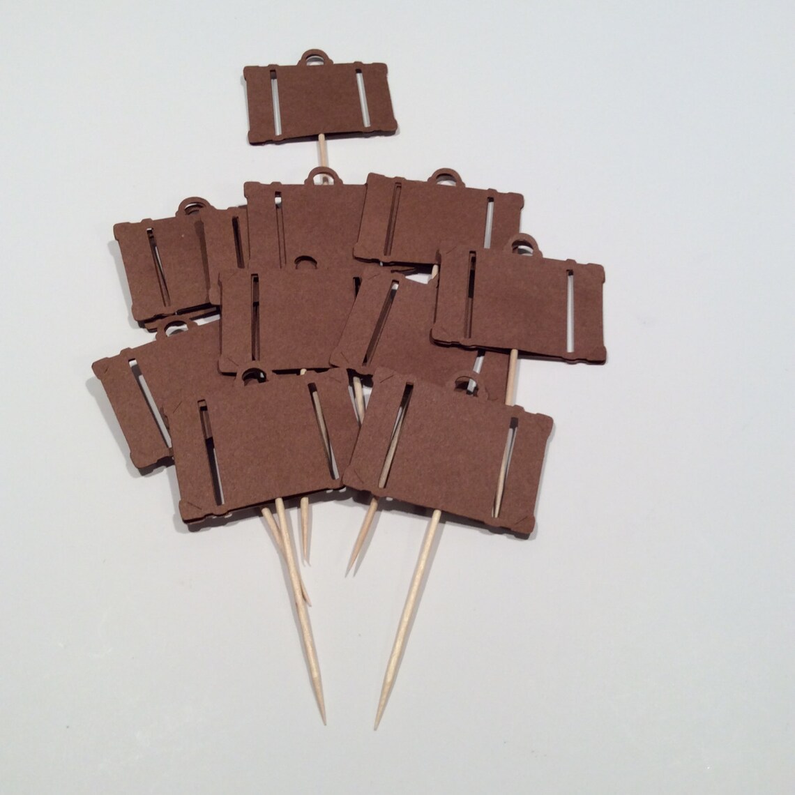 Light Brown Luggage Cupcake Toppers, Luggage Party Picks, Party Decor ...