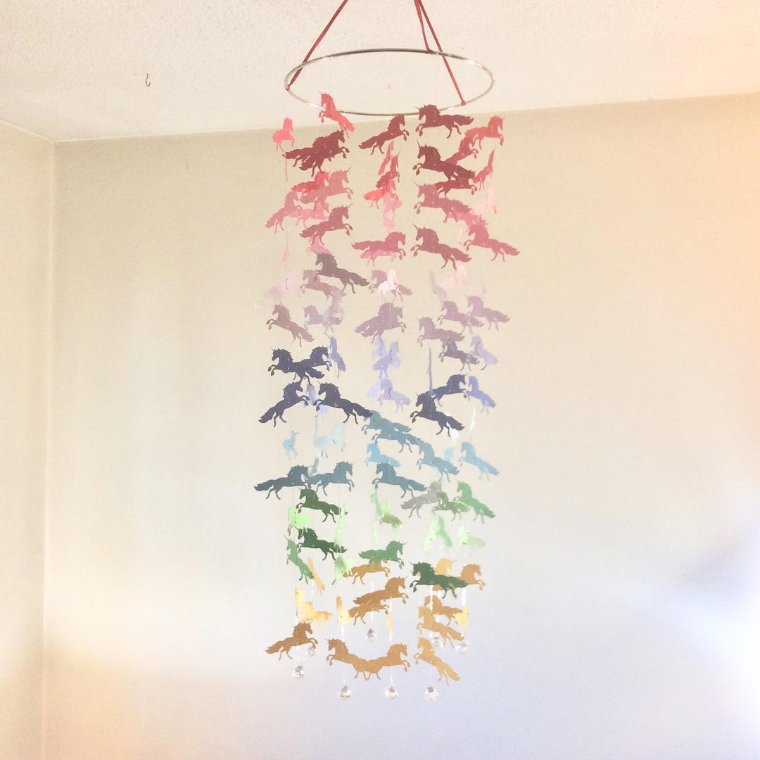 Unicorn Mobile. Multi Colored Ombre Unicorn Mobile, Baby Girl Crib ...