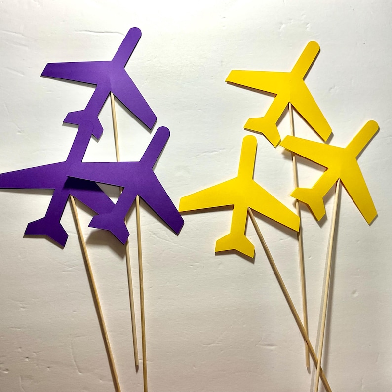 Airplane Centerpiece, Airplane Toppers on 12" Skewers, Navy Airplane ...