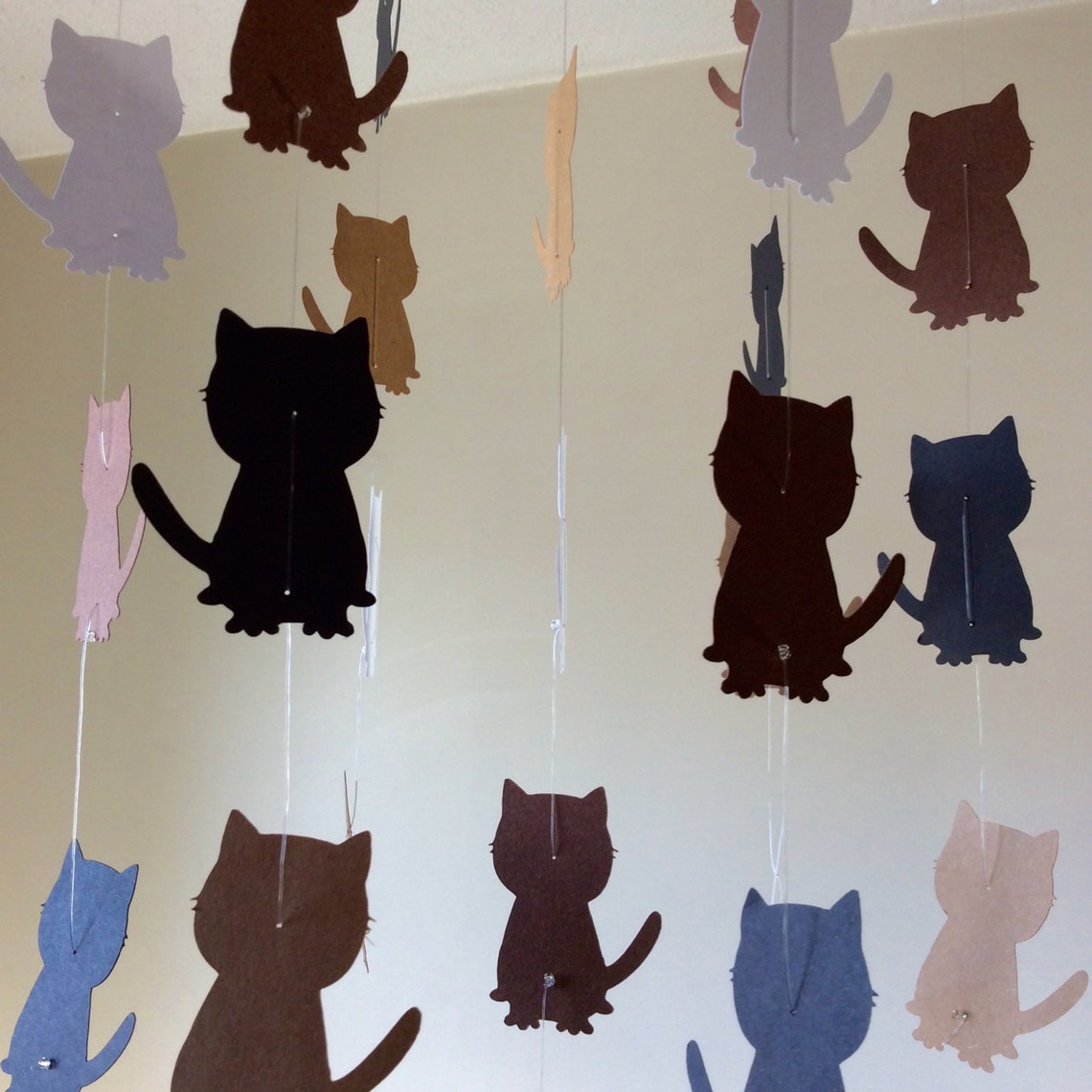 CAT Mobile! Cat Lovers Mobile, Black, White, Brown Cats, Kitty Crib ...