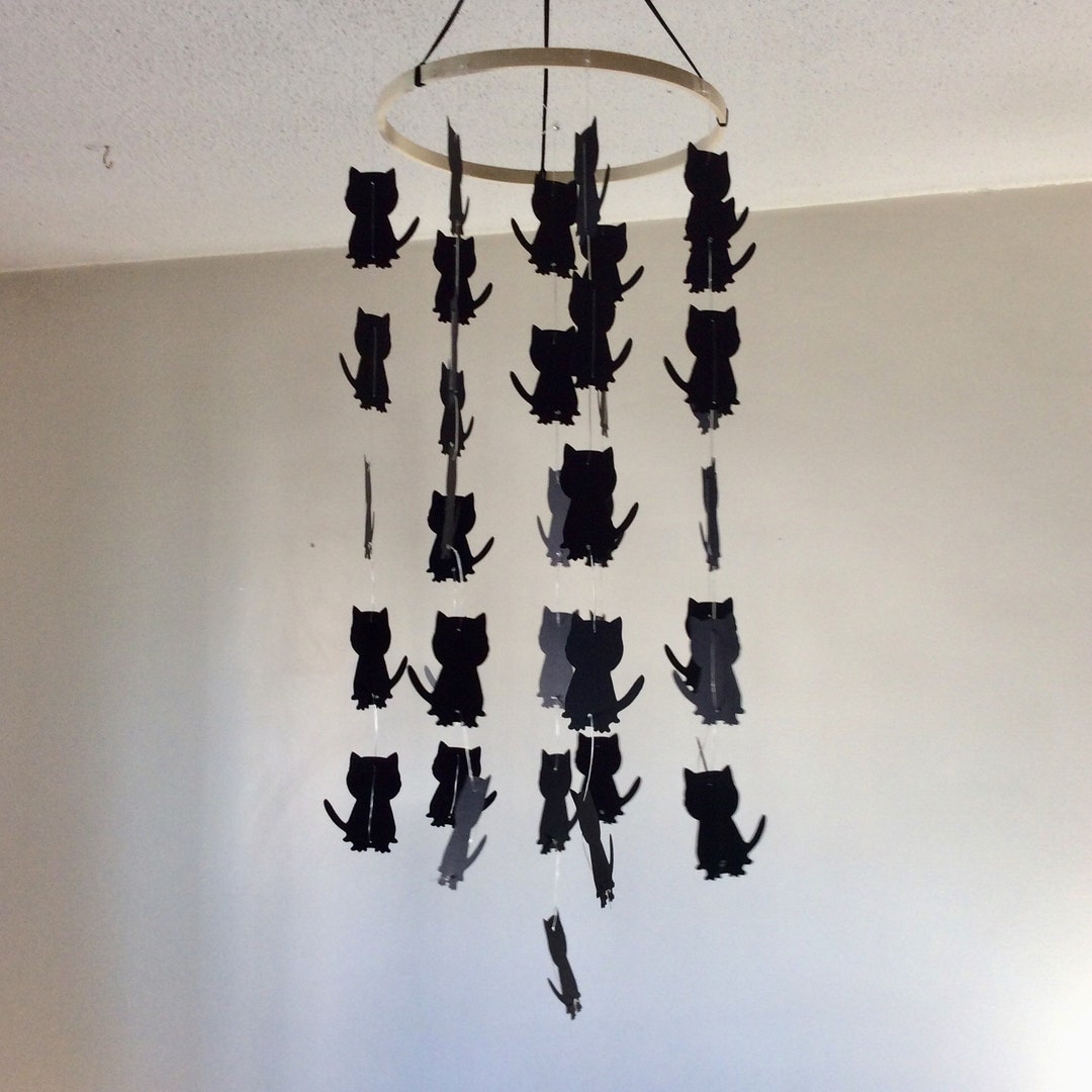 CAT Mobile! Cat Lovers Mobile, Black Cats, Kitty Crib Mobile, Baby ...