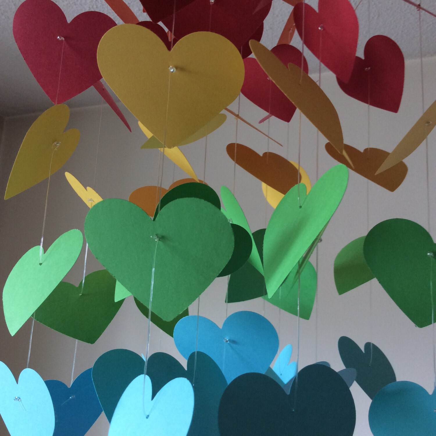Rainbow Floating Hearts Mobile. Nursery Mobile, Crib Mobile,paper Heart ...