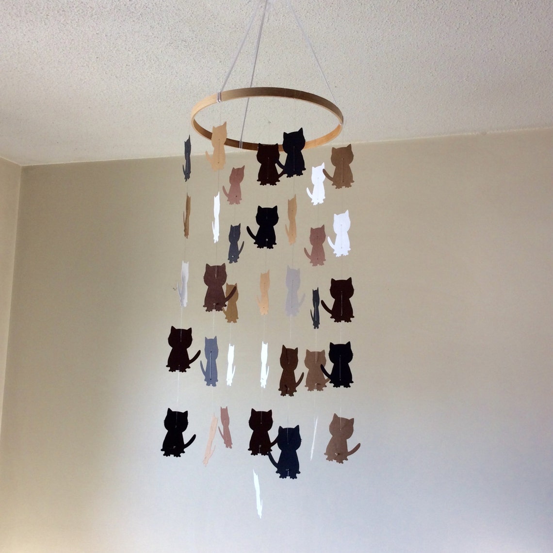 CAT Mobile! Cat Lovers Mobile, Black, White, Brown Cats, Kitty Crib ...
