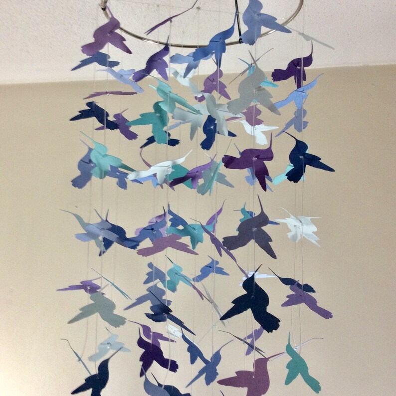 Hummingbird Mobile Baby Nursery Mobile Shades of Blue and | Etsy