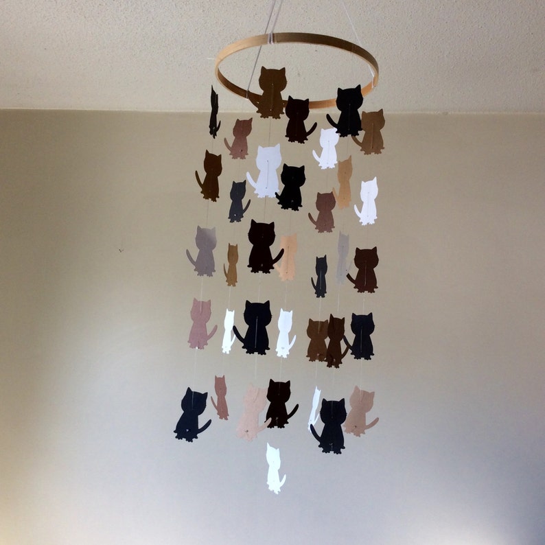 CAT Mobile! Cat Lovers Mobile, Black, White, Brown Cats, Kitty Crib ...