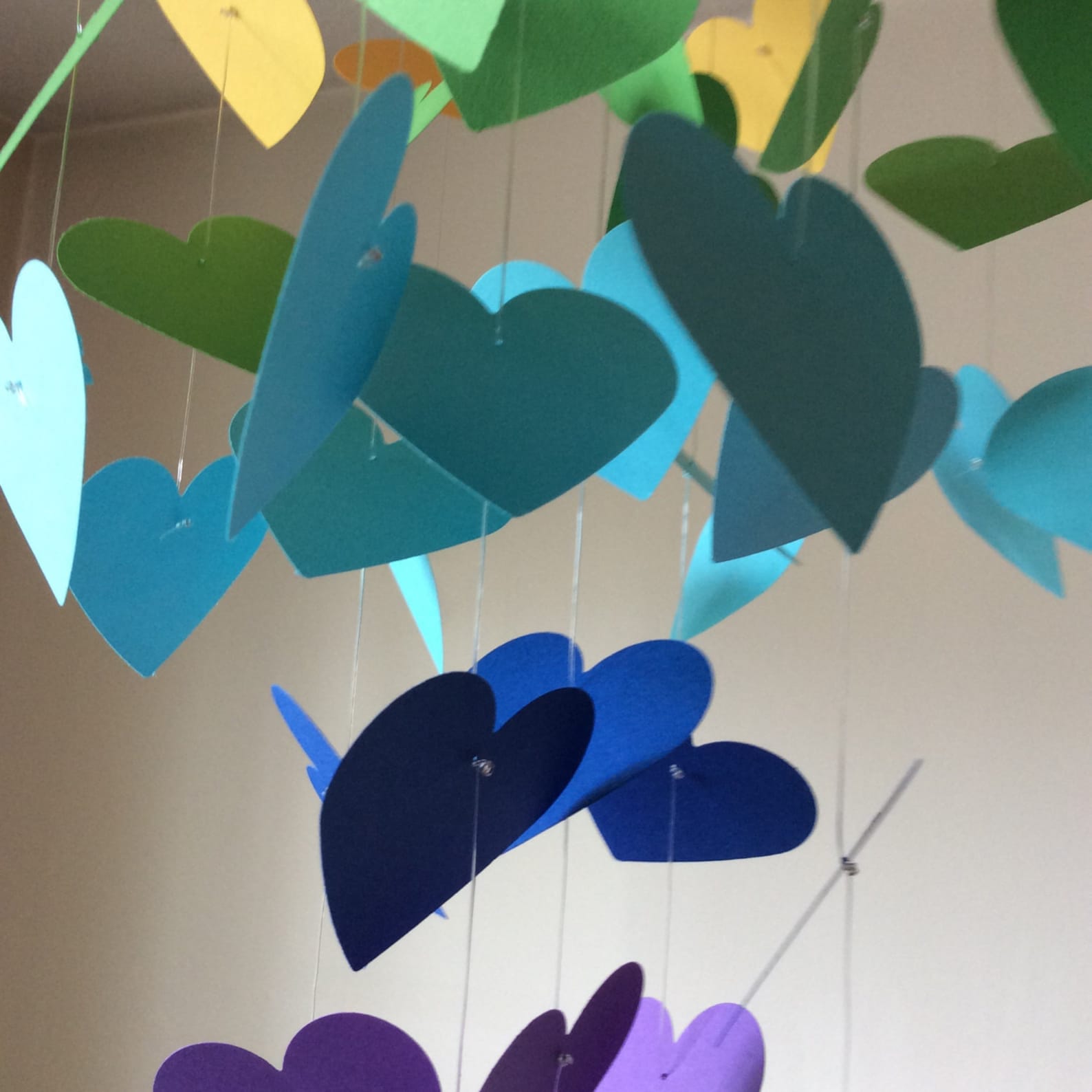 Rainbow Floating Hearts Mobile. Nursery Mobile, Crib Mobile,paper Heart ...