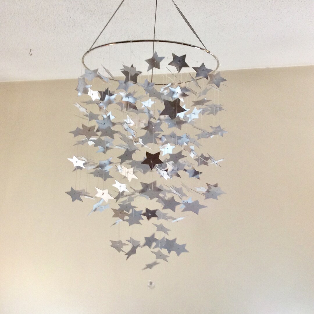 Shiny Silver/grey Mini Stars Mobile. Nursery Decor, Paper Mobile - Etsy