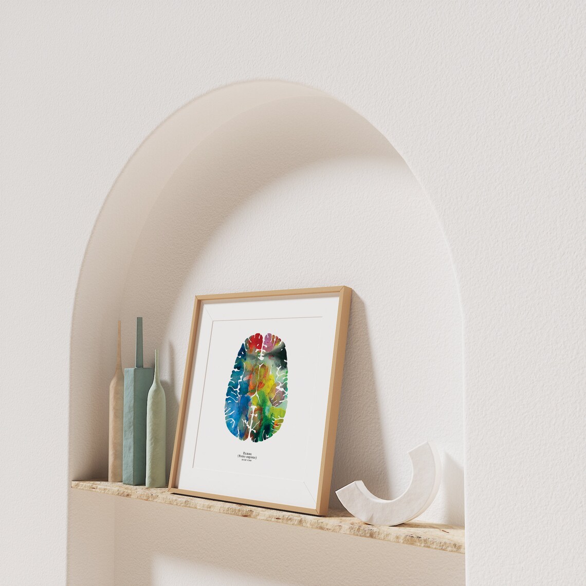 Axial Human Brain Art - Colorful 8.5" X 8.5" Print - Psychiatry ...