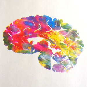 Sagittal Human Brain Art - 8.5" X 11" Risograph Print - Original ...