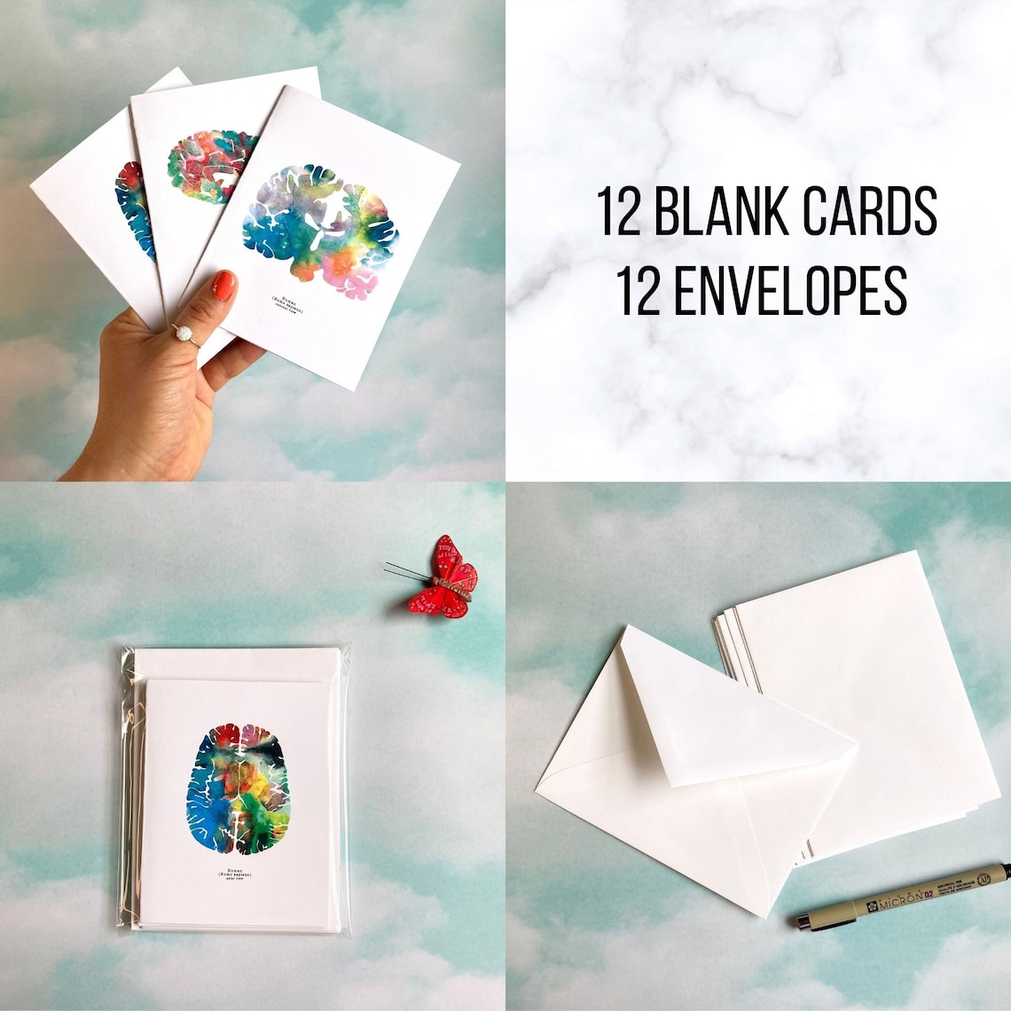 Psychology Art Greeting Cards Set of 12 Blank Cards With - Etsy