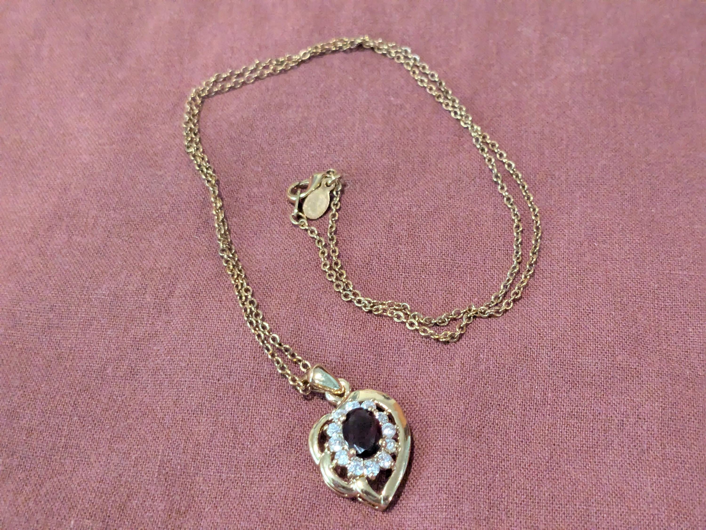 14k Gold Plate Diamond Simulant Faux Ruby Necklace With Chain - Etsy