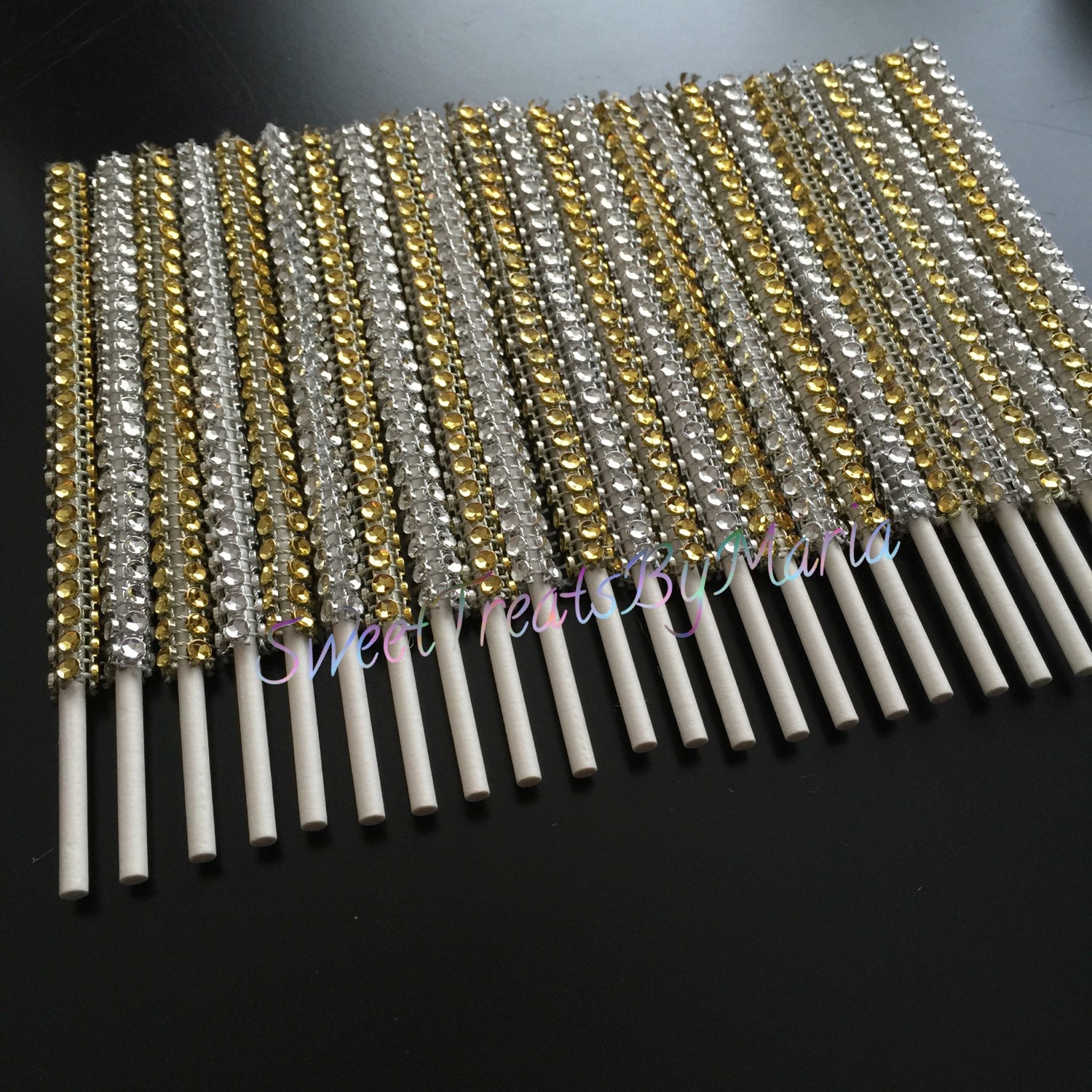 Bling Sticks - 1 Dozen - Rhinestone, Cakepops, Sticks, Rose Gold, Gold ...