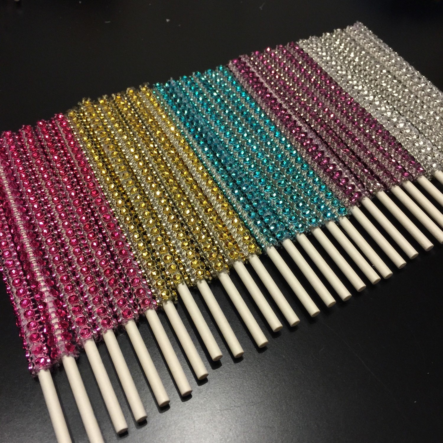 Bling Sticks - 1 Dozen - Rhinestone, Cakepops, Sticks, Rose Gold, Gold ...