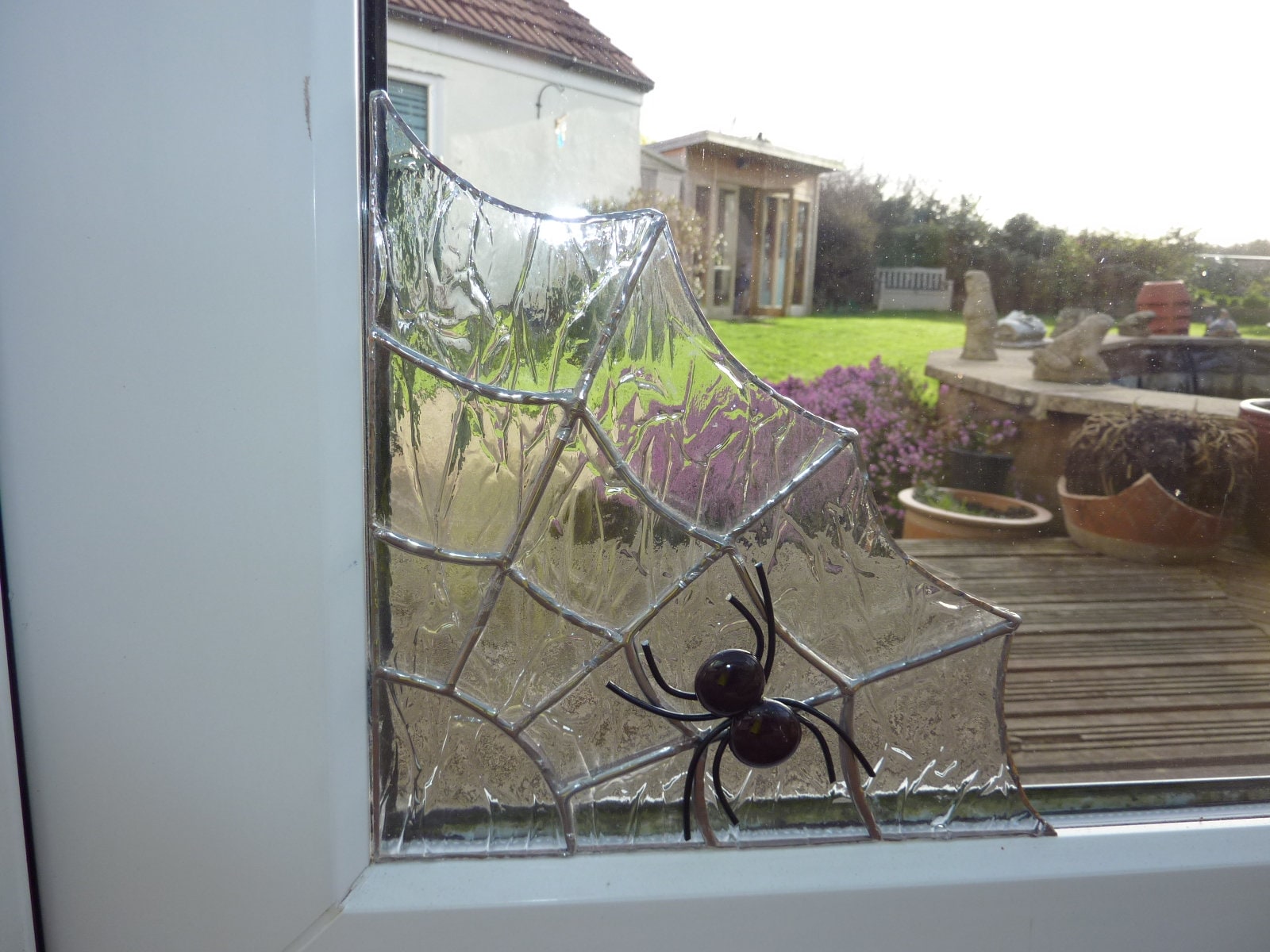 Spider's Web and Spider Made From Stained Glass to Fit in - Etsy UK