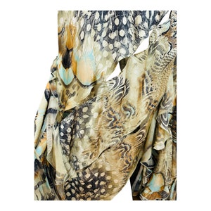 Vintage S/S 2004 Y2K Roberto Cavalli Silk Feather Print Halter Dress ...