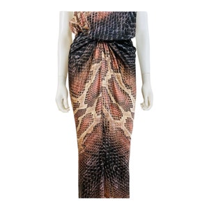 Vintage 2000s Y2K Roberto Cavalli Silk Snake Python Print Draped Halter ...