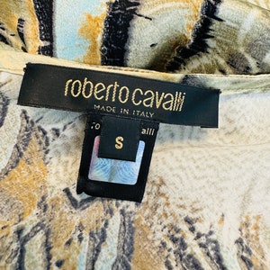 Vintage S/S 2004 Y2K Roberto Cavalli Silk Feather Print Halter Dress ...