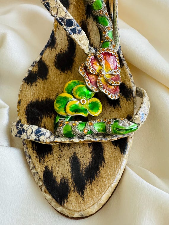 Vintage 2000s Roberto Cavalli Snake + Flower Enamel R… - Gem
