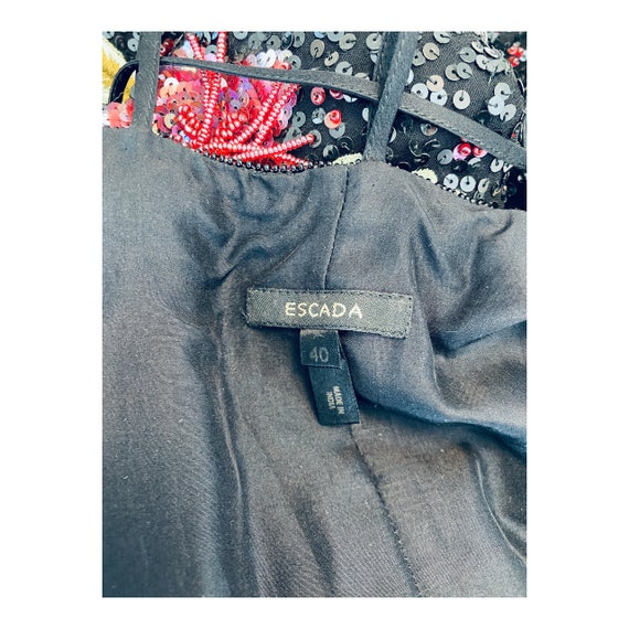 Vintage 2002 Escada Hand Beaded Sequin Floral Maxi Dr… - Gem