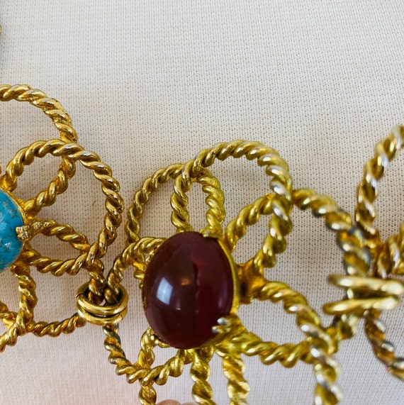 Rare 1970s 70s YSL Yves Saint Laurent Gold Flowers Ch… - Gem