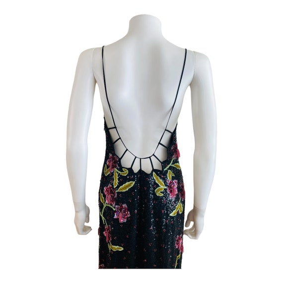 Vintage 2002 Escada Hand Beaded Sequin Floral Maxi Dr… - Gem