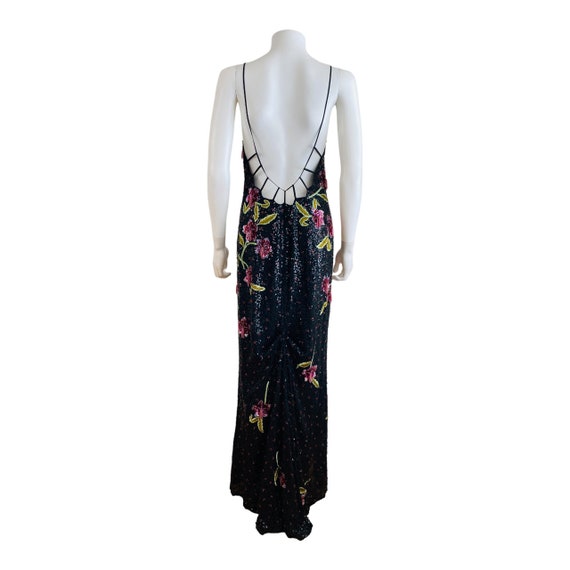 Vintage 2002 Escada Hand Beaded Sequin Floral Maxi Dr… - Gem