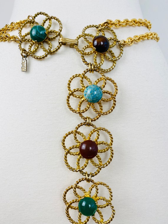 Rare 1970s 70s YSL Yves Saint Laurent Gold Flowers Ch… - Gem