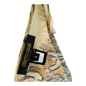 Vintage S/S 2004 Y2K Roberto Cavalli Silk Feather Print Halter Dress ...