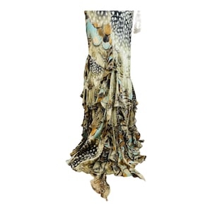 Vintage S/S 2004 Y2K Roberto Cavalli Silk Feather Print Halter Dress ...
