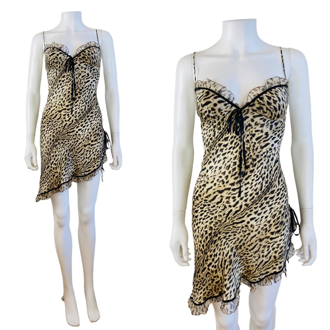 Vintage Y2k Early 2000s Roberto Cavalli Mini Silk Leopard Animal Print ...
