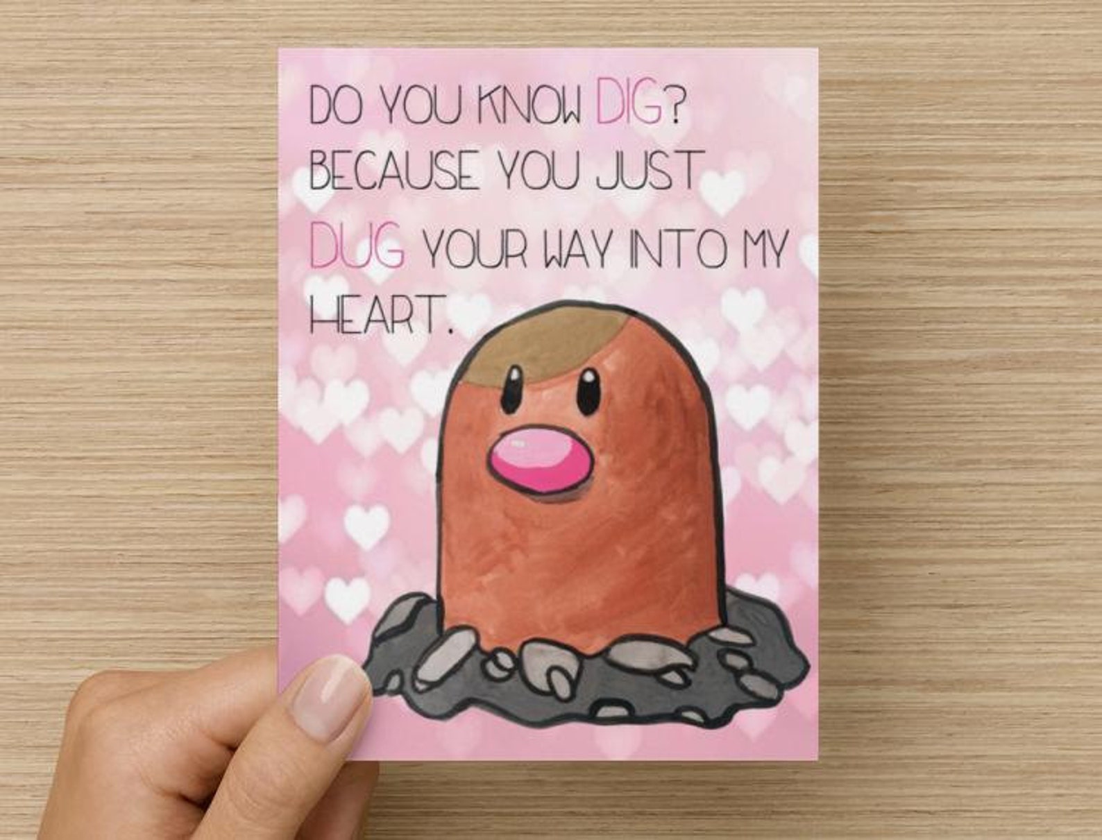 Diglet Pokemon Funny Love Card | Etsy