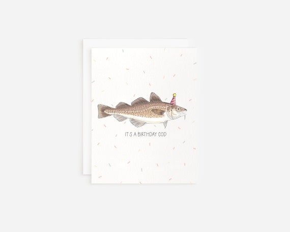 Birthday Cod Birthday Card Cod Fish - Etsy
